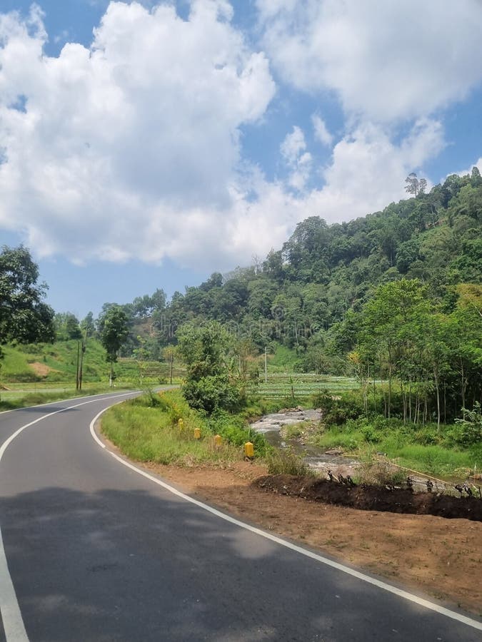 Green Hills View Road in Batu Indonesia Stock Photo - Image of plant ...