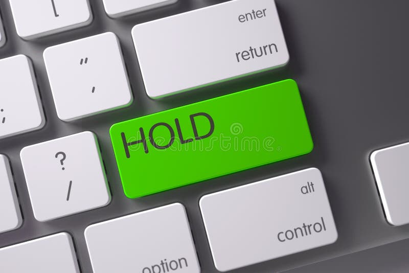 Green Hold Button on Keyboard. 3D. Stock Photo - Image of laptop ...