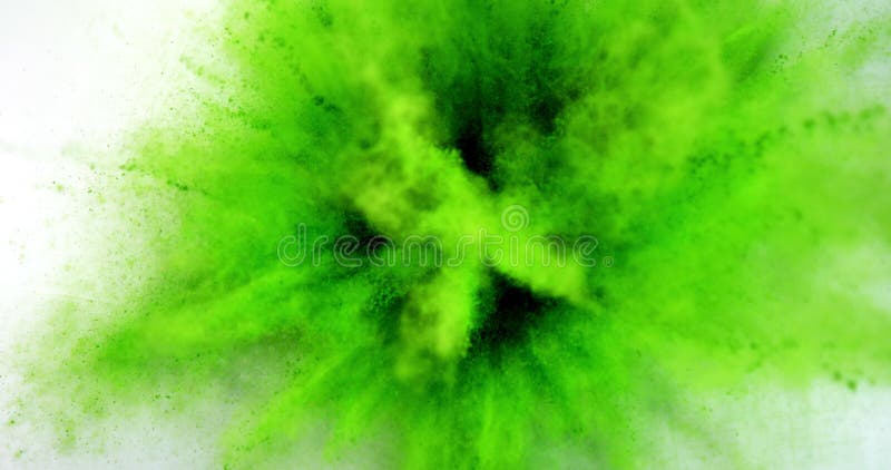 Green Holi Powder Exploding on White Background, Slow Motion Stock ...