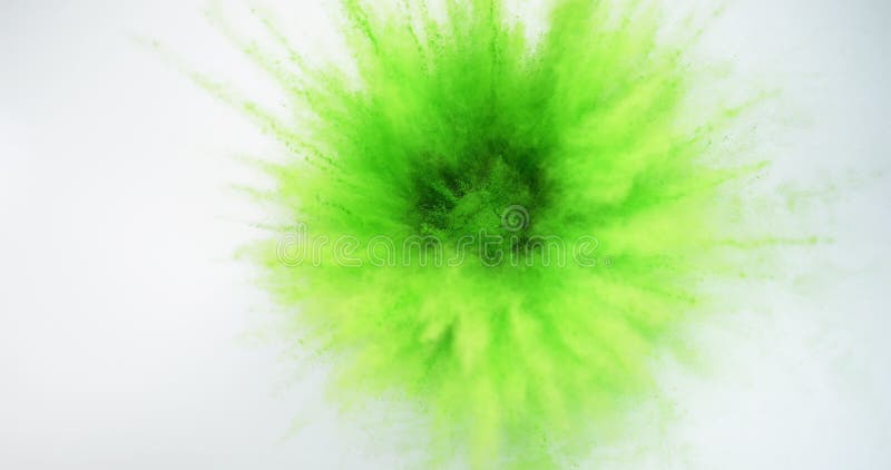 Green Holi Powder Exploding on White Background, Slow Motion Stock ...