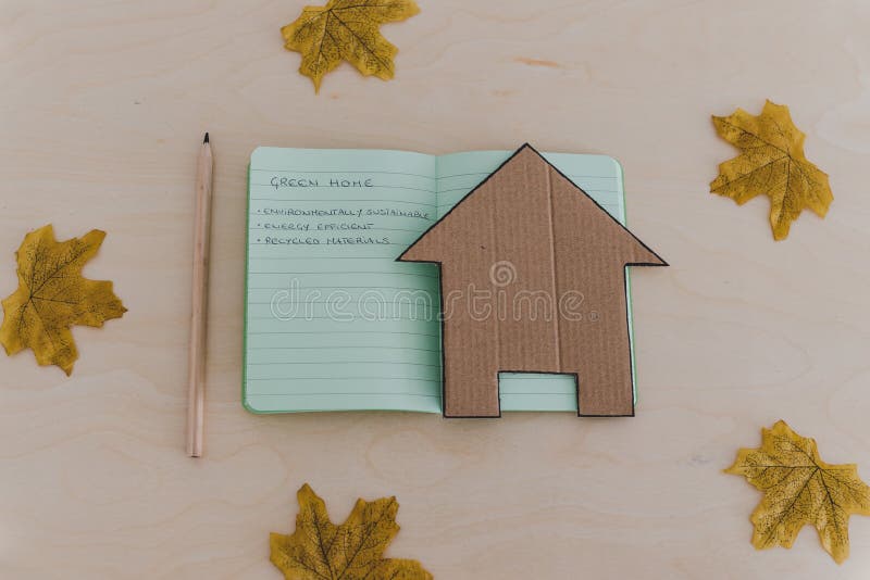 Green Home Checklist, Miniature House on Notepad Stock Image - Image of ...