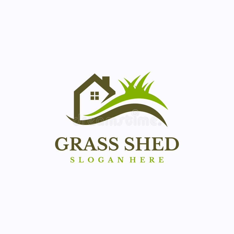 Green Home Logo Design Template. Grass Storage Shed Concept Stock ...