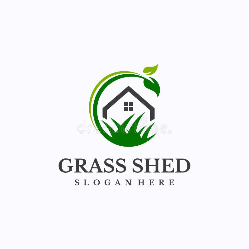 Green Home Logo Design Template. Grass Storage Shed Concept Stock ...