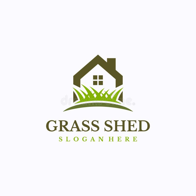 Green Home Logo Design Template. Grass Storage Shed Concept Stock ...