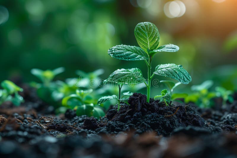 Green Hope Emerging from the Earth Stock Illustration - Illustration of ...