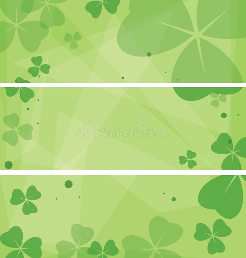 Green Banners with Clover Leaves. Templates for Saint Patrick S Day ...