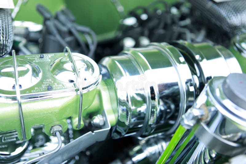 Green hotrod engine stock image. Image of motor, transportation - 9299409