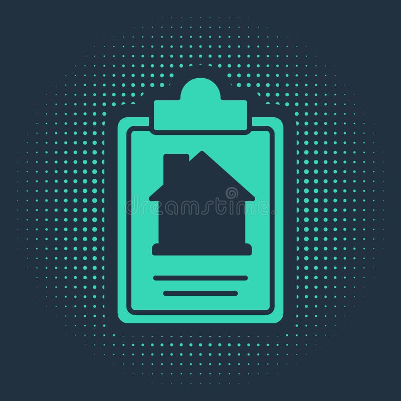 Green House Contract Icon Isolated on Blue Background. Contract ...