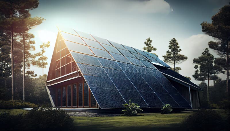 Green House Energy Solar Energy Panel. AI Generated Stock Illustration ...