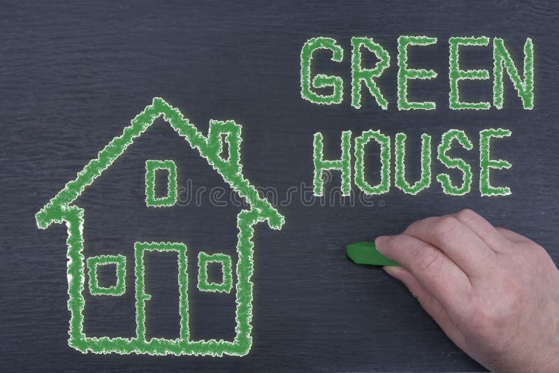 Green House Sign on a Chalkboard. Environmental Concept Stock Photo ...