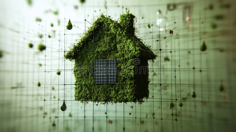 Green House Structure Made of Moss, Suspended in a Grid Stock ...