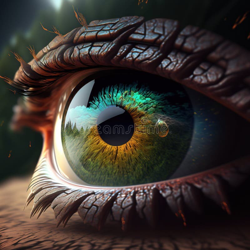 Green Human Eye Close Up. Generative AI Stock Illustration ...