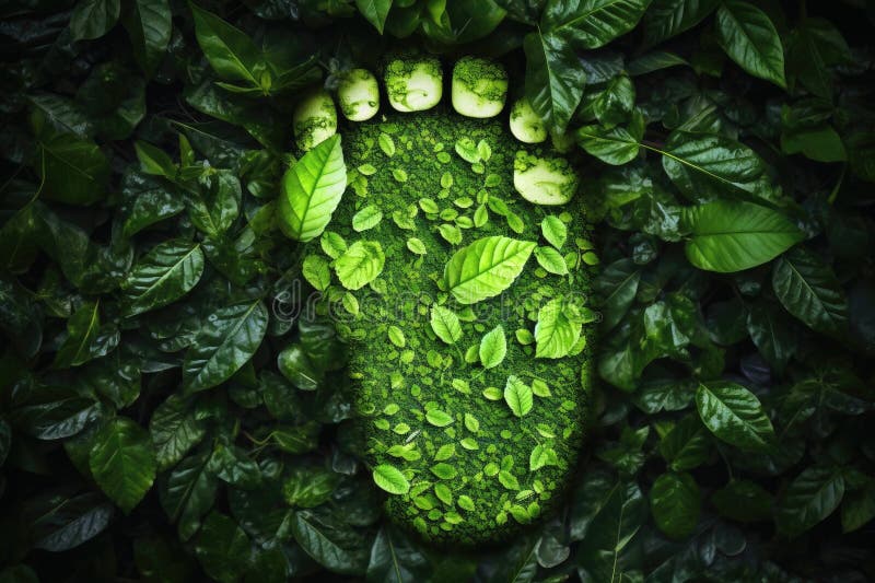 A Green Human Footprint Made of Nature Green Footprint Concept Stock ...