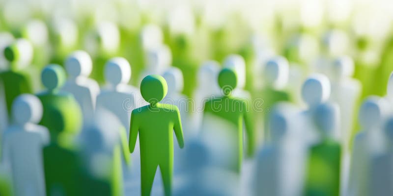 Green Human Icon Differentiating Itself in White Environment. Stock ...