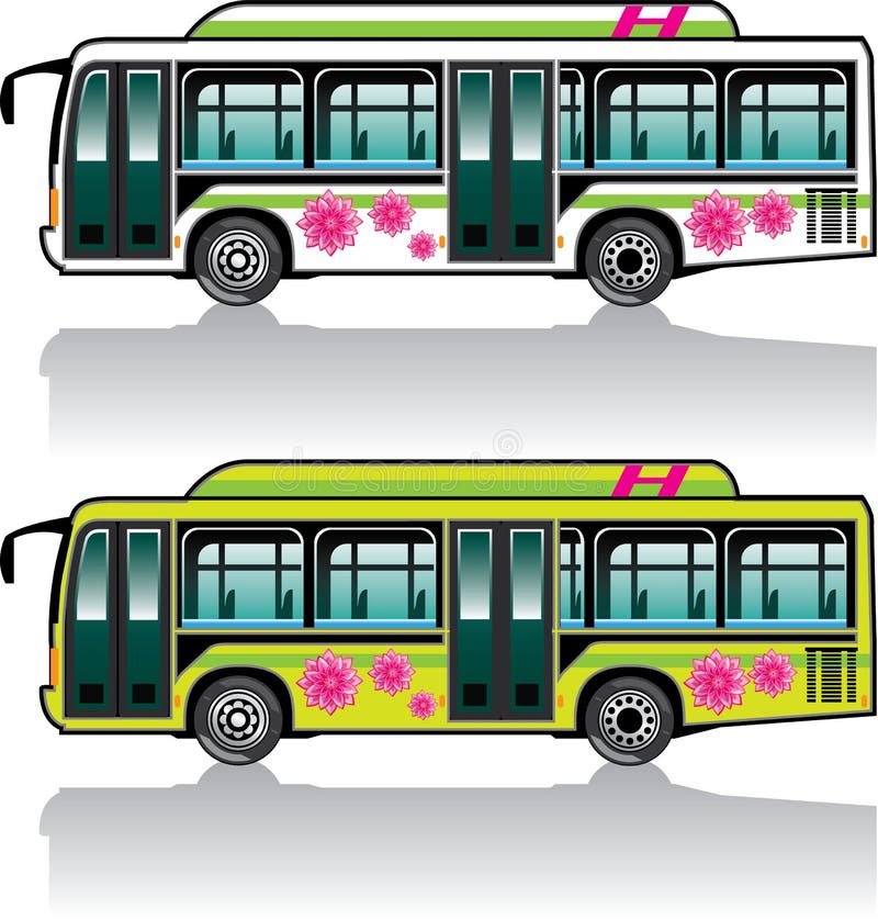 Green Hybrid Bus vector stock vector. Illustration of back - 49280765