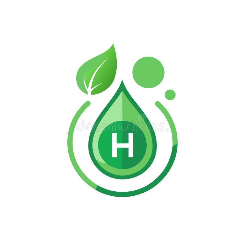 Green Hydrogen Logo with Leaf and Water Drop Symbol Vector Design Stock ...