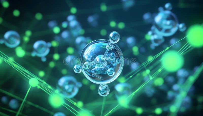 Green Hydrogen Molecules, Clean Renewable Energy Background, Abstract ...