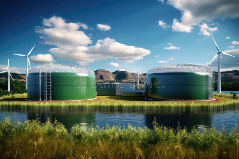 Green Hydrogen Storage Tanks with Renewable Energy Symbols Stock Photo ...