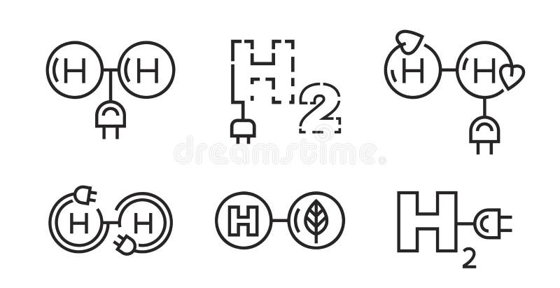 Green Hydrogen Symbols Collection. Editable Vector Illustration Stock ...