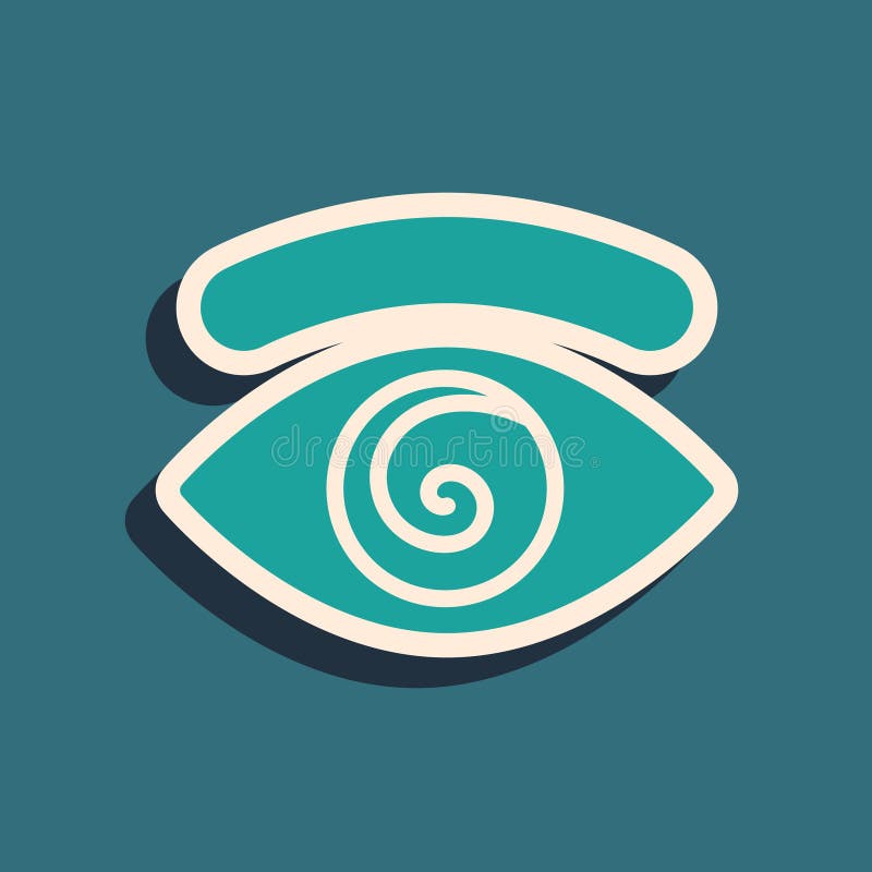 Green Hypnosis Icon Isolated on Green Background. Human Eye with Spiral ...