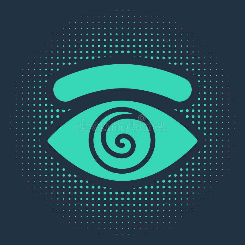 Green Hypnosis Icon Isolated on Green Background. Human Eye with Spiral ...