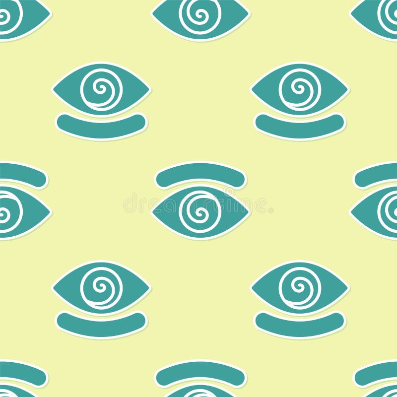 Green Hypnosis Icon Isolated Seamless Pattern on Yellow Background ...