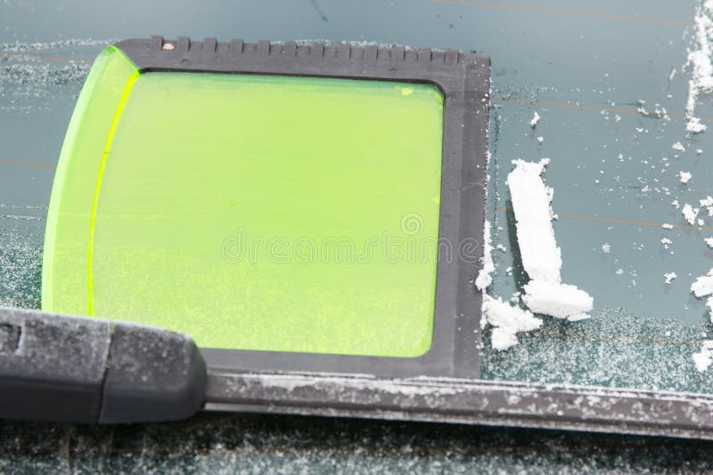 Green Ice Scraper on Car Windscreen Stock Photo - Image of wiper ...