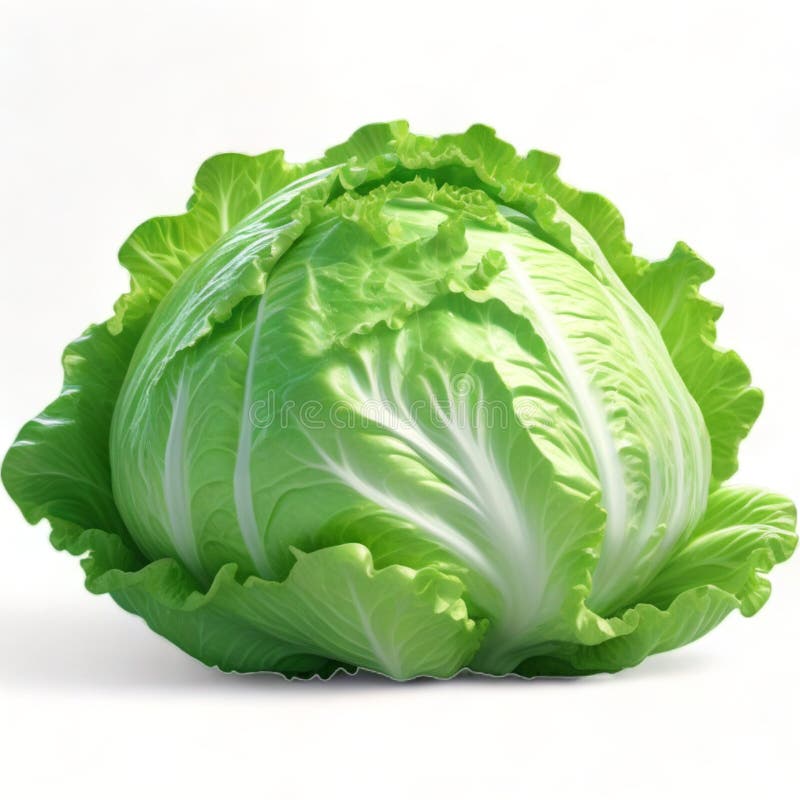 Green Iceberg Lettuce 3D Illustration Isolated on White Background ...