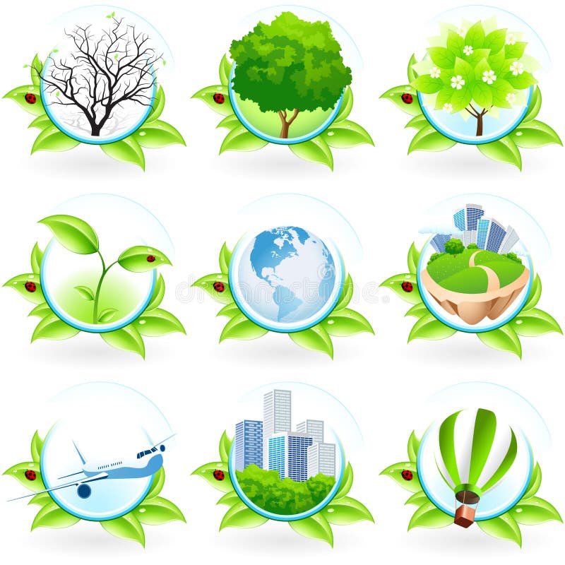Green Icon Set stock vector. Illustration of drop, building - 25280940
