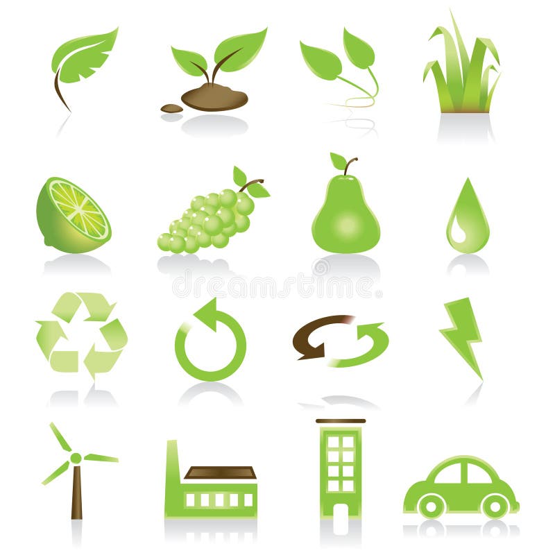 Green icon set stock vector. Illustration of clip, idea - 5258454