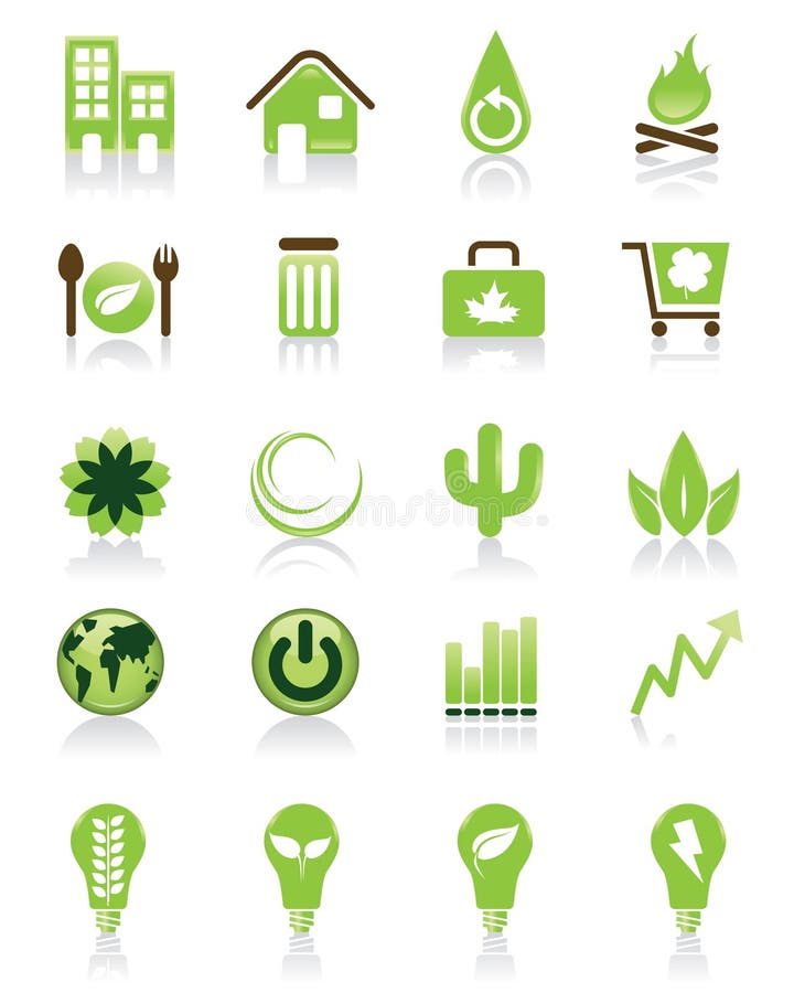 Green icon set stock vector. Illustration of clip, idea - 5258454