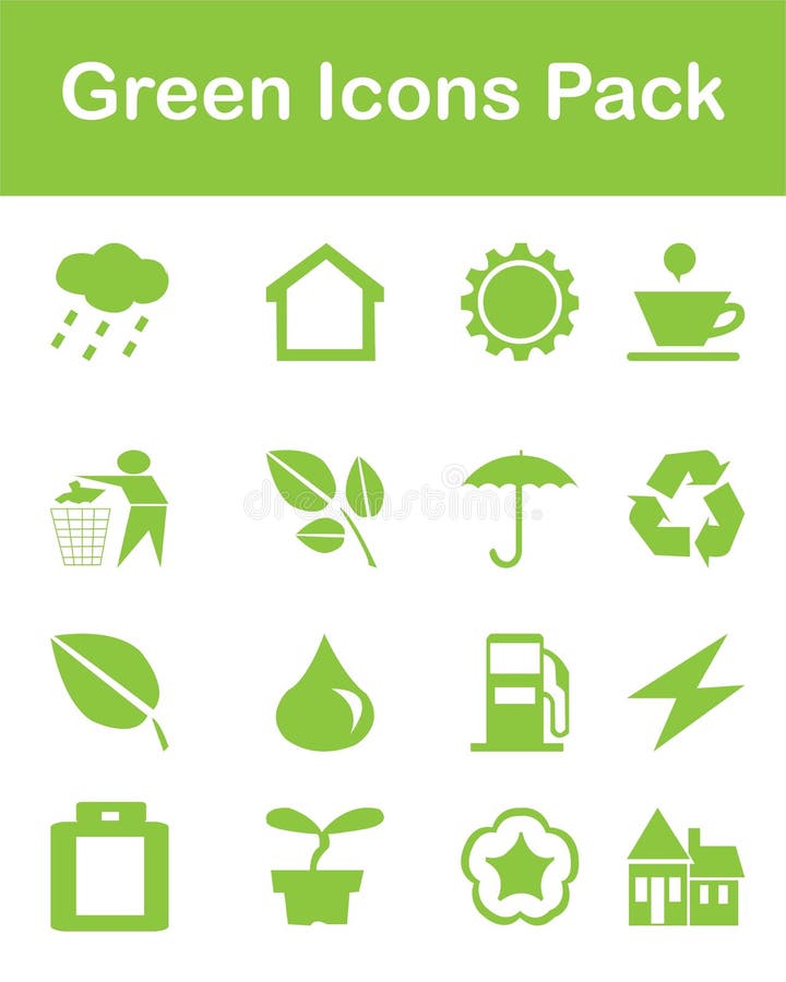 Green Icons Pack stock vector. Illustration of circle - 25396679