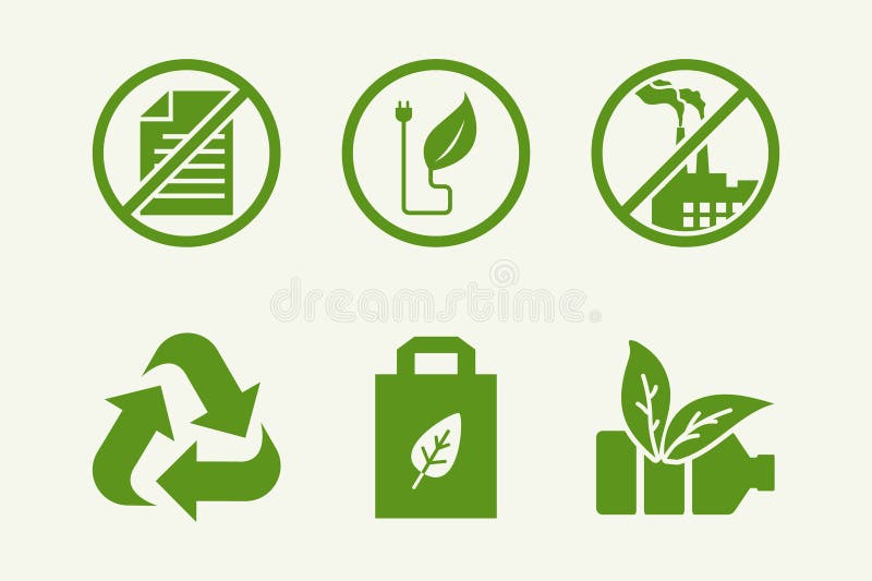 Green Icons Representing Eco Friendly Practices and Environmental ...