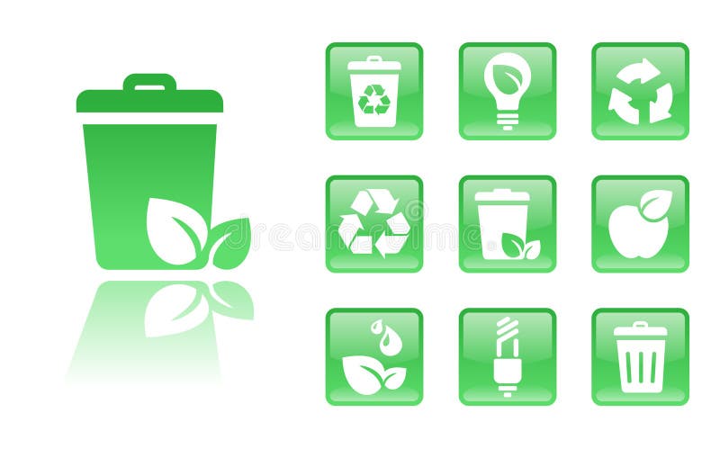 Green-icons-trash stock vector. Illustration of circle - 6823392