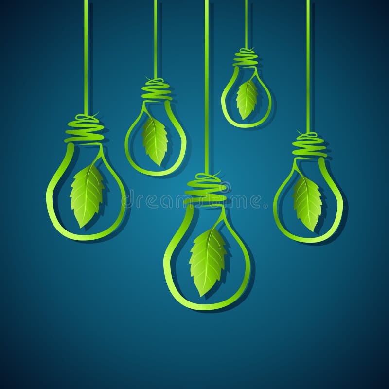 Green Idea Light Bulb Leaf Icon Stock Vector - Illustration of ecology ...