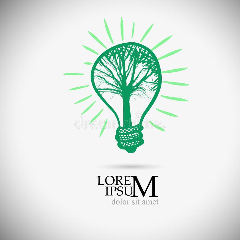 Green Idea Logo, Bulb and Tree Logo Design. Abstract Tree and Light ...