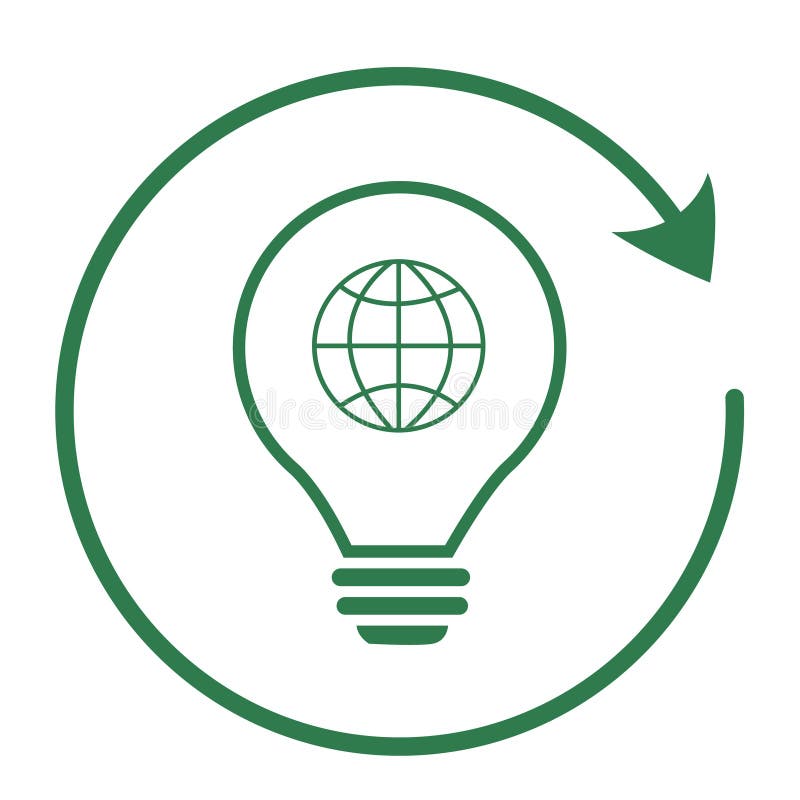 Green Idea, Vector Light Bulb with Globe and Arrow Stock Illustration ...