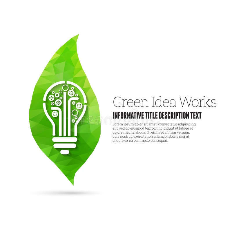 Green Idea Light Bulb Leaf Icon Stock Vector - Illustration of ecology ...