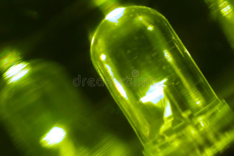 Green Illuminated Led in the Dark Closeup View Stock Image - Image of ...