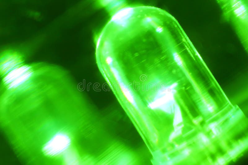 Green Illuminated Led in the Dark Closeup View Stock Photo - Image of ...