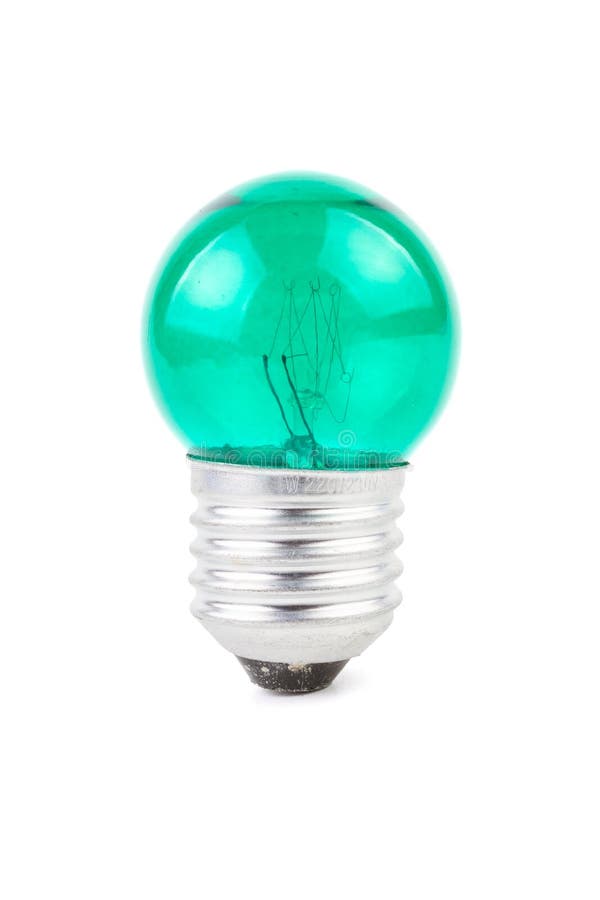 Green Incandescent Round Light Bulb. Stock Image - Image of edison ...
