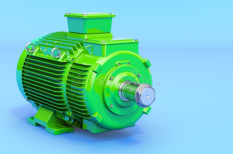 Green Industrial Electric Motor, 3D Rendering Stock Illustration ...