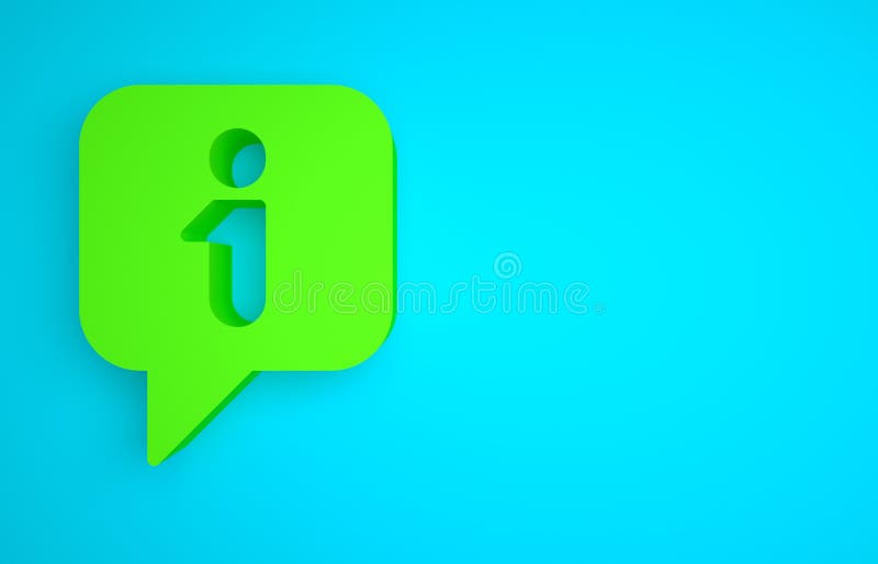 Green Information Icon Isolated on Blue Background. Minimalism Concept ...