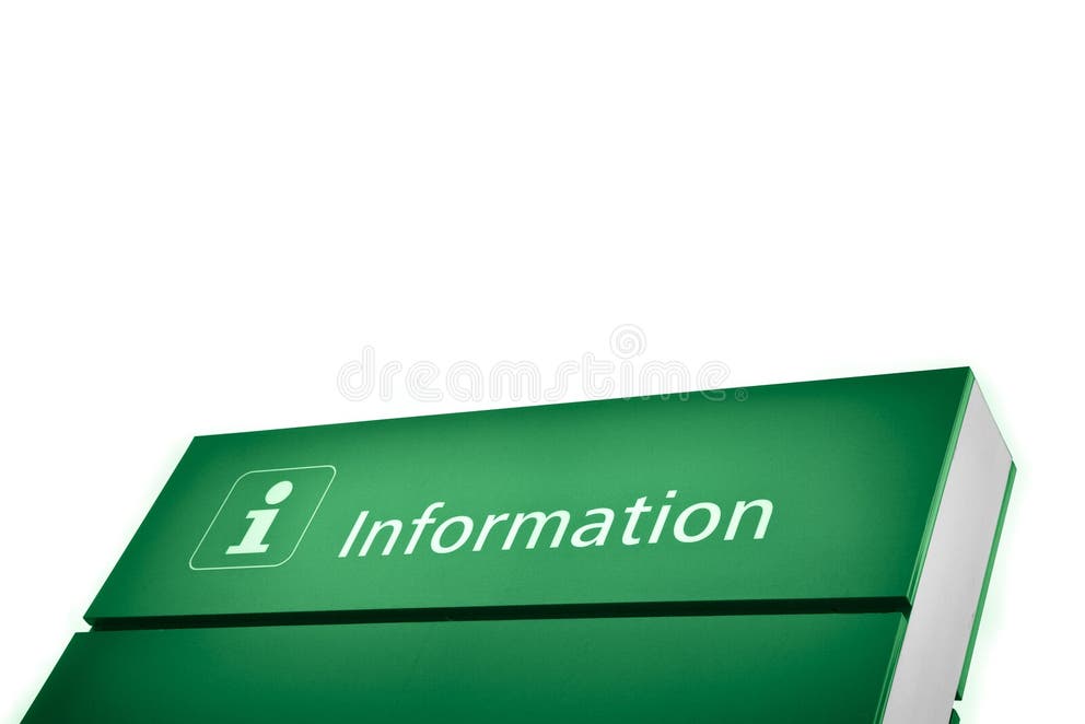 Green Information Sign on White Background Stock Photo - Image of ...