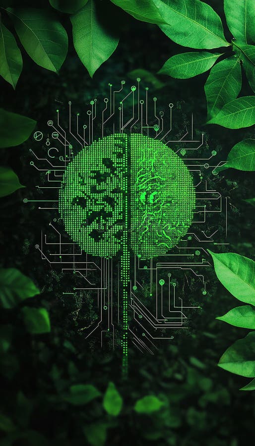 Green Intelligence: Balancing Nature and Innovation Stock Illustration ...
