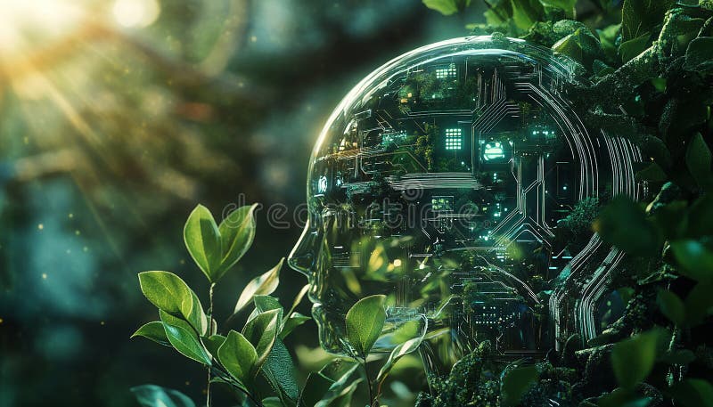 Green Intelligence: Balancing Nature and Innovation Stock Illustration ...