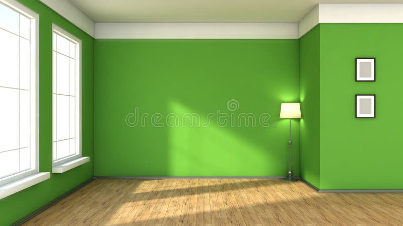 Green Interior with Large Window Stock Illustration - Illustration of ...