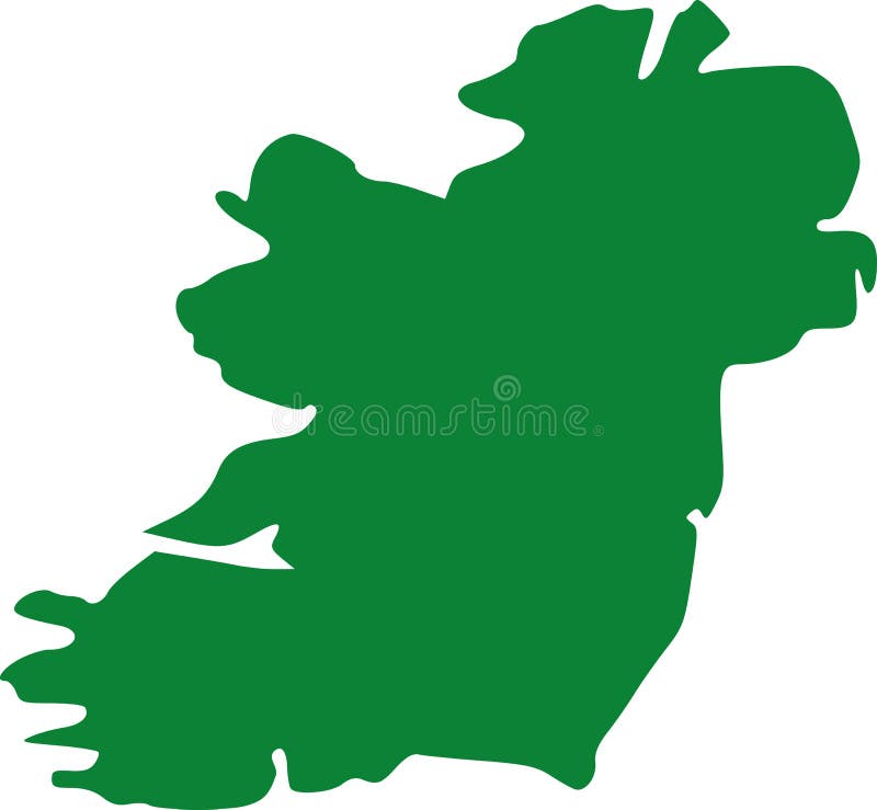 Green Map of Ireland with Outline Vector Design Template. Editable ...