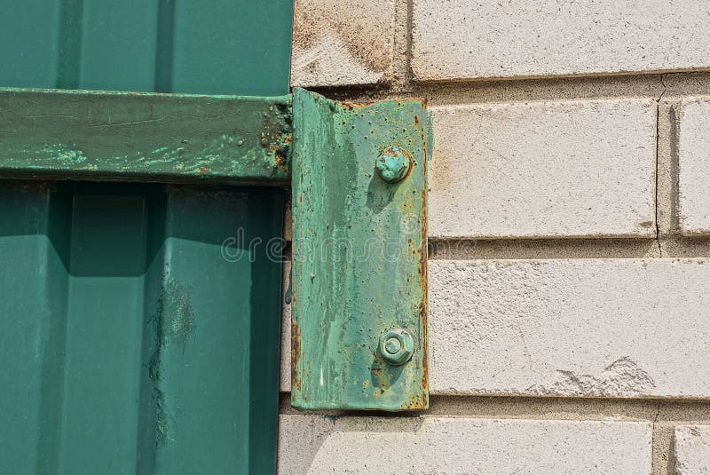 Green Iron Fixing Plate Bolted Stock Photo - Image of close, industrial ...