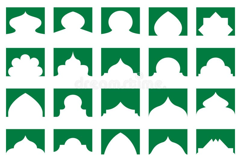 Green Islamic Border Shape for Website Design. Vector Banner Header and ...